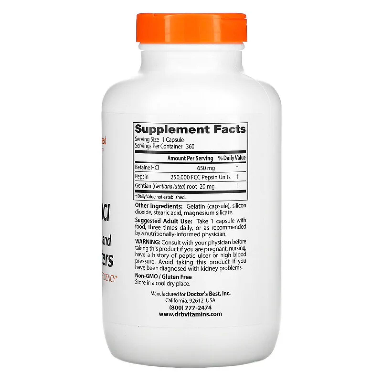 Бетаин HCL 360 капсули Цена | Doctor's Best